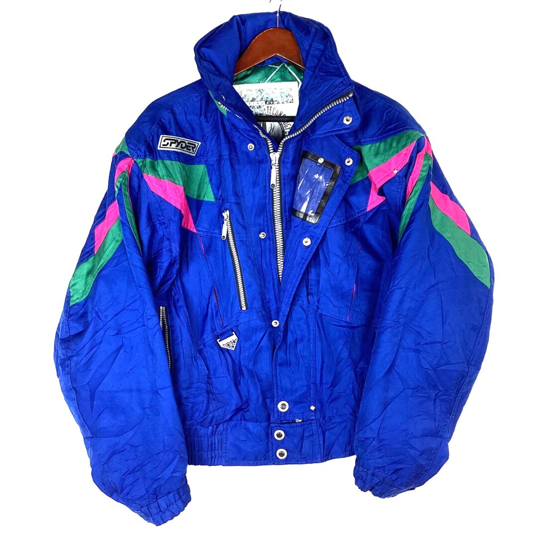 Vintage Spyder Skiing Puffer Bomber Jacket Size Medium Blue Full Zip - Etsy
