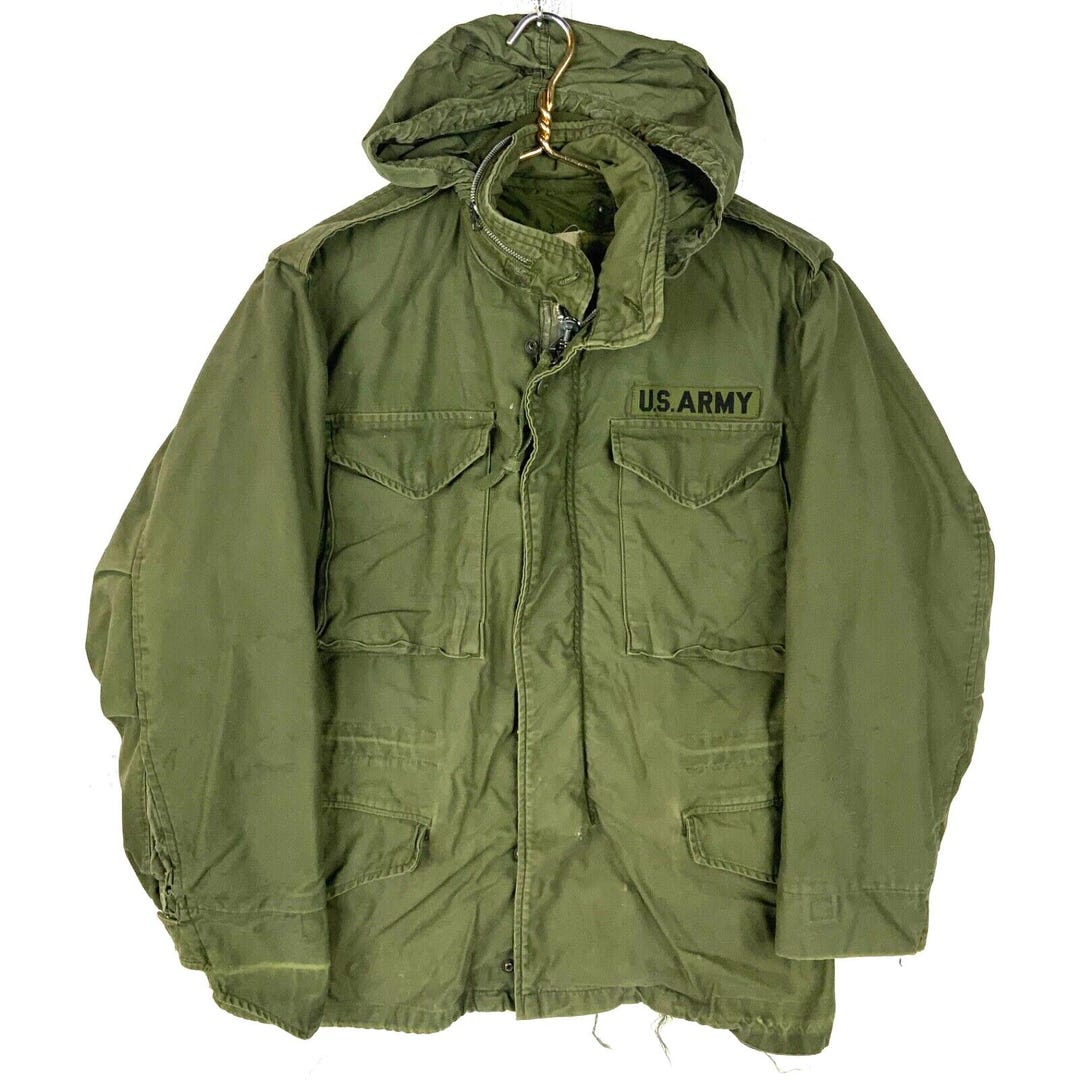 Vintage U.S. Army Og-107 Jacket Small Green Full Zip Hooded Vietnam Era ...