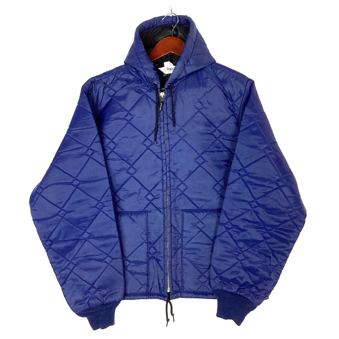 Vintage 1980s Quilted Puffer Jacket Size Large Blue Full Zip Made Usa ...