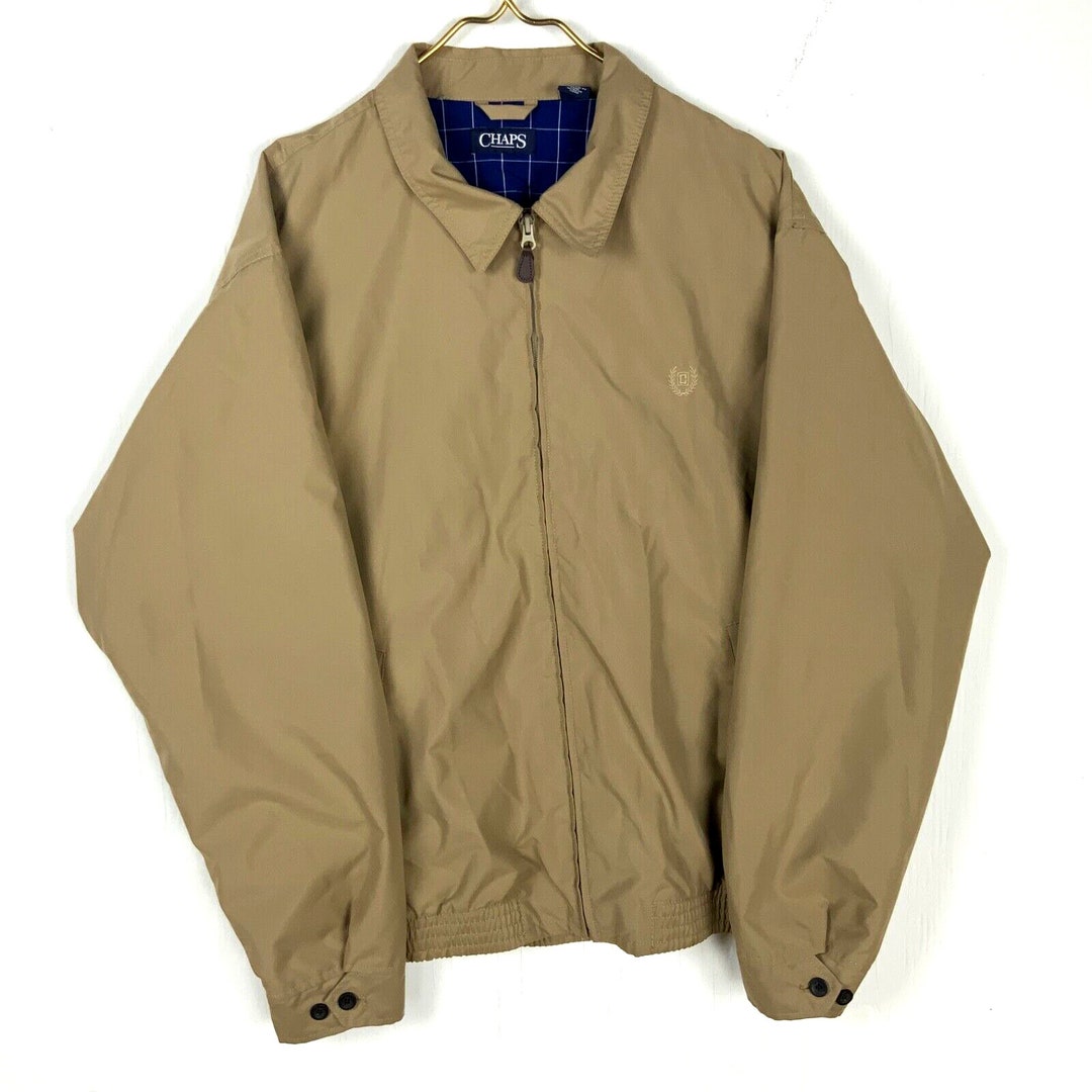 Vintage Chaps Jacket Extra Large Brown Full Zip Windbreaker Harrington ...