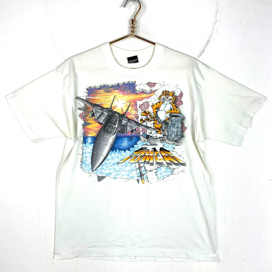 Vintage F-14 Tomcat Fighter Jet T-shirt Extra Large White 1990 Single ...