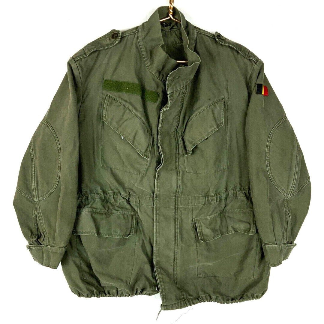 Vintage Belgium Military Field Jacket Size Large Green 1989 Full Zip ...