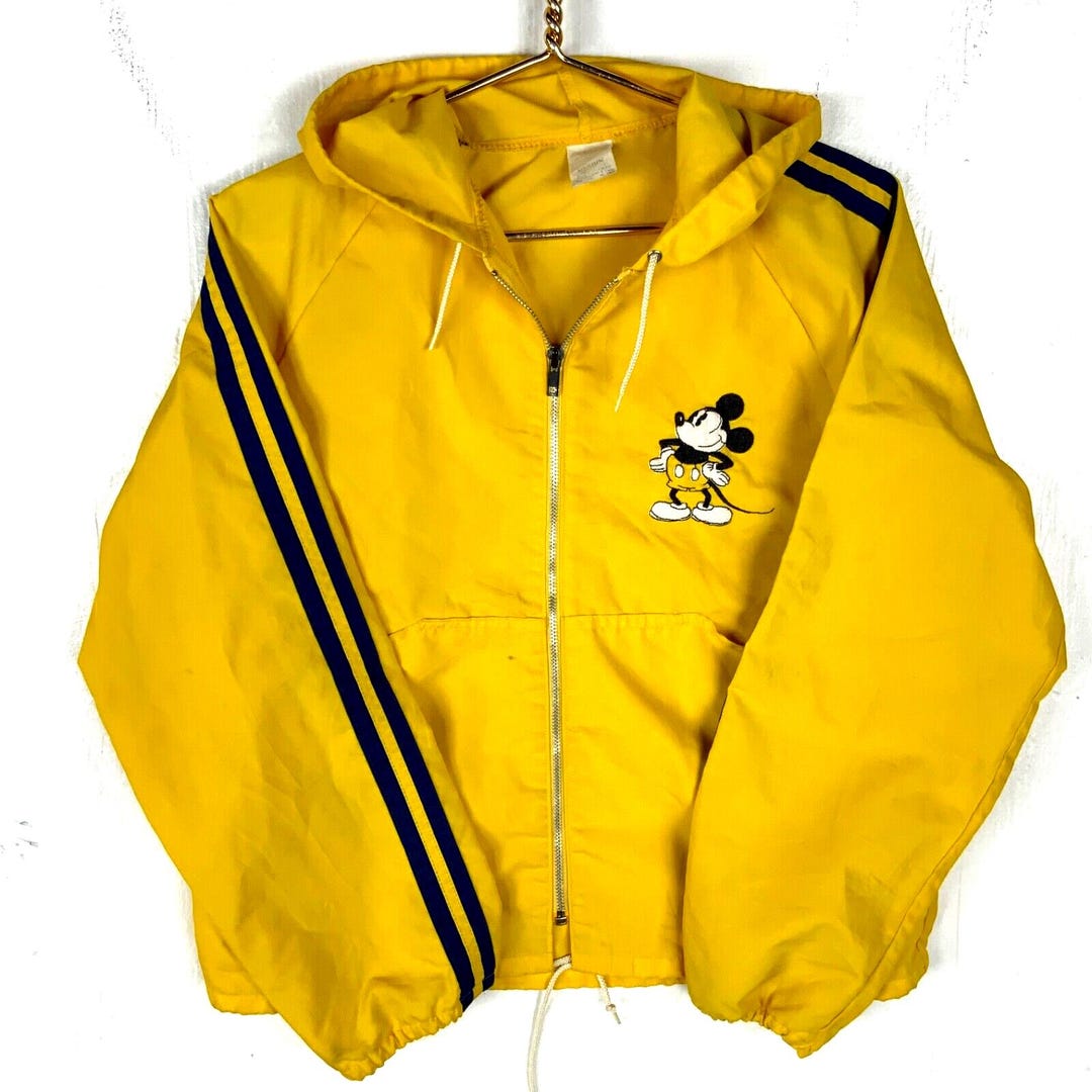 Vintage Walt Disney Mickey Mouse Windbreaker Jacket Size Medium Yellow ...