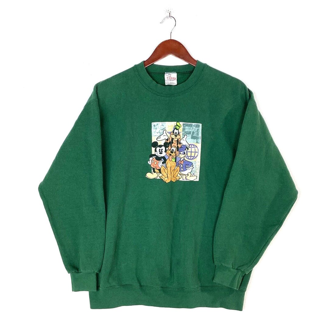 Vintage Mickey Mouse Characters Disney Sweatshirt Crewneck Large Green ...
