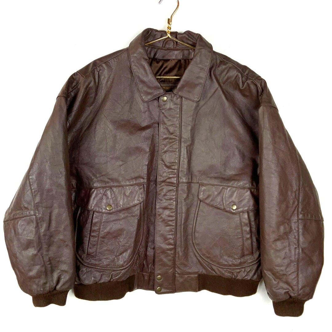 Vintage Wilsons Leather Bomber Jacket Size 2XL Brown Full Zip - Etsy