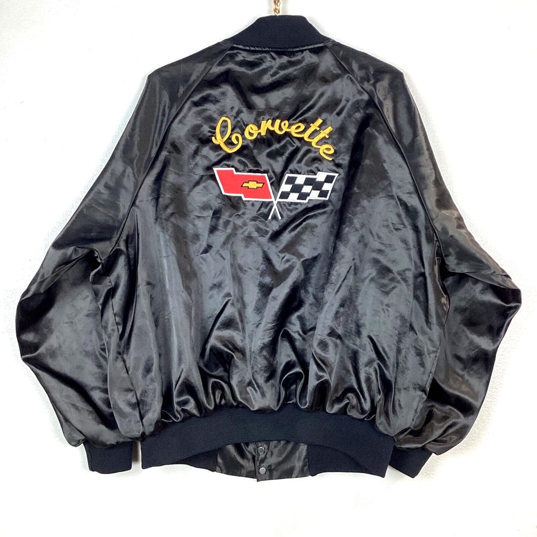 Vintage Corvette Satin Bomber Jacket Size 3XL Black Made in Usa - Etsy