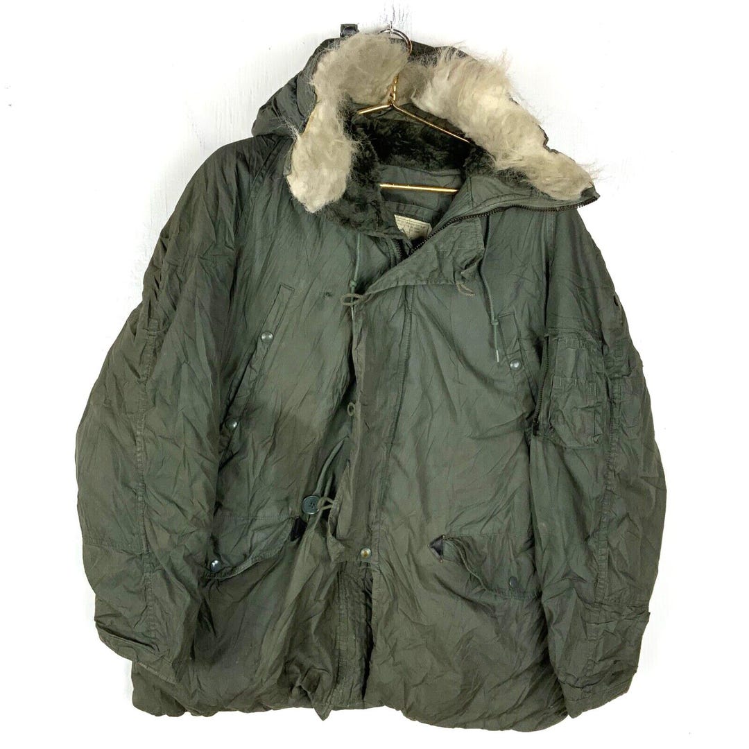 Vintage U.S. Military Type N-3B Parka Jacket Large Green Full Zip ...