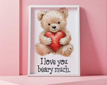 I Love You Beary Much Nursery Decor, PRINTABLE Wall Art, DIGITAL DOWNLOAD - Etsy