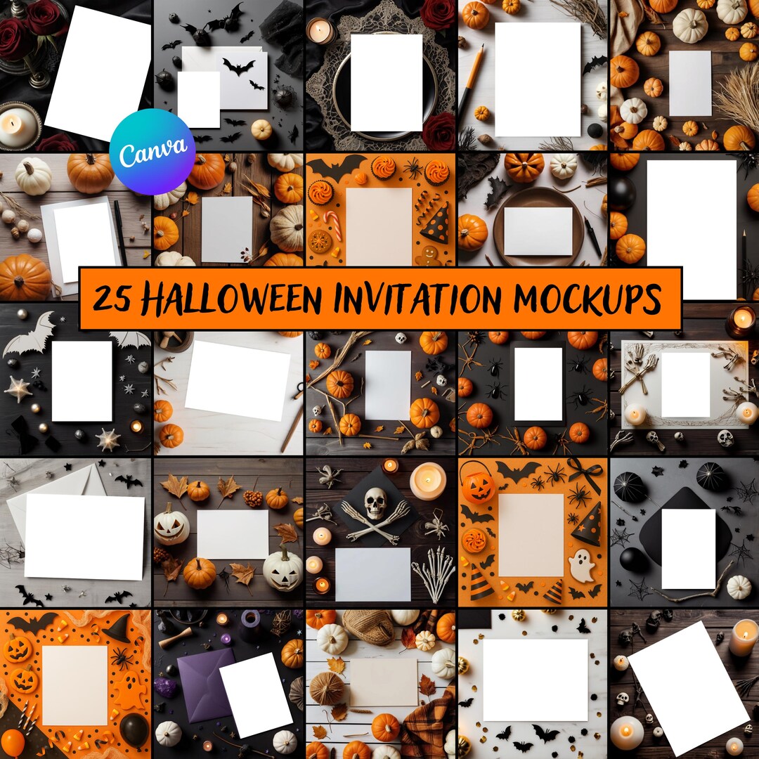 25 Halloween Invitation Mockups, Bundle of Halloween Invite Mockups ...