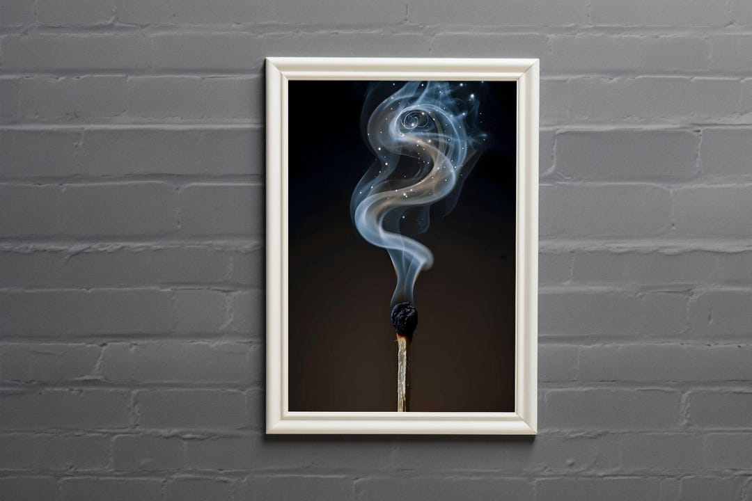 Lit Matchstick Blown Out With Smoke Forming a Galaxy Digital Print Wall ...