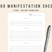 369 Manifestation Method Printable PDF, Digital Minimalist Blank ...