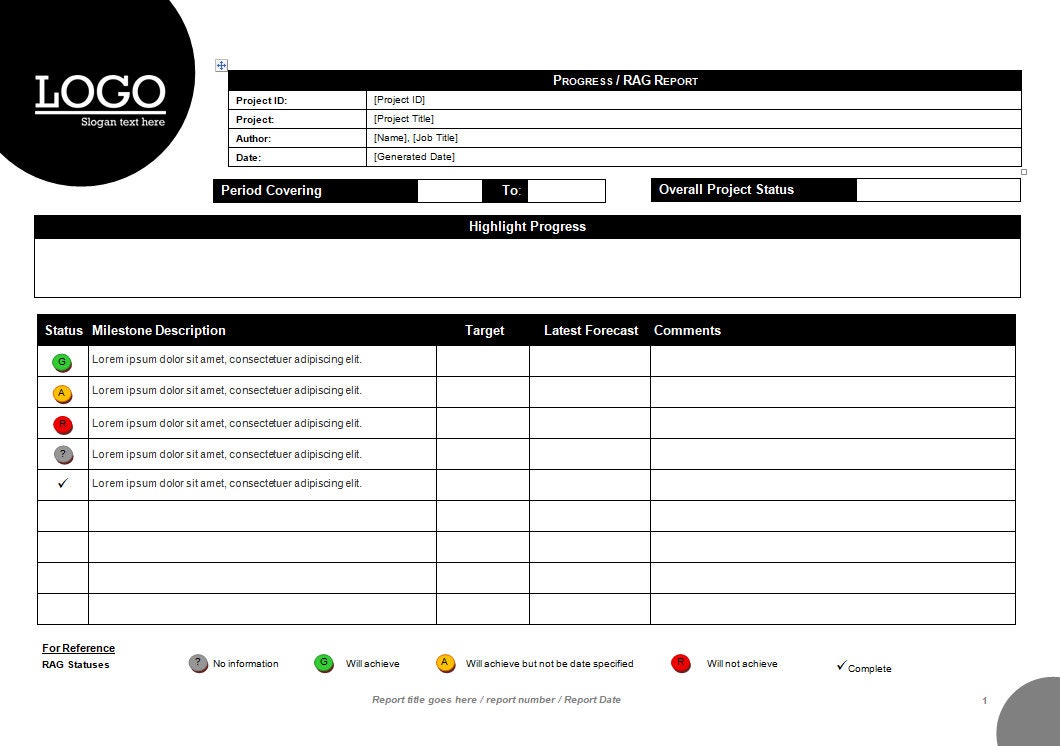 Download Weekly Project Status Report Template RAG Style - Etsy