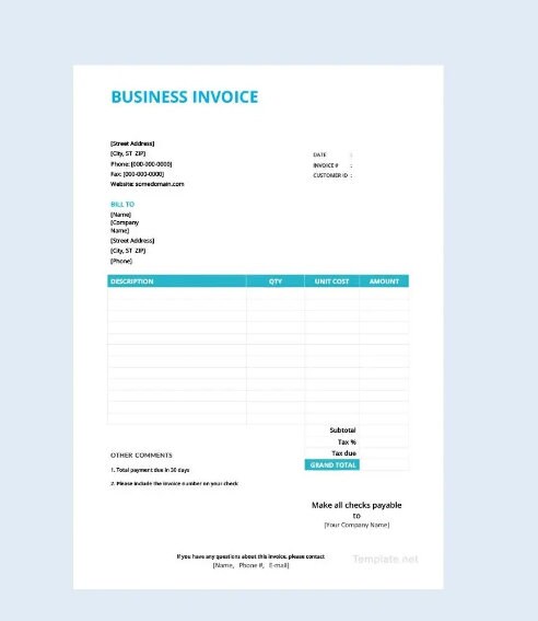 Basic Business Invoice Template - Etsy