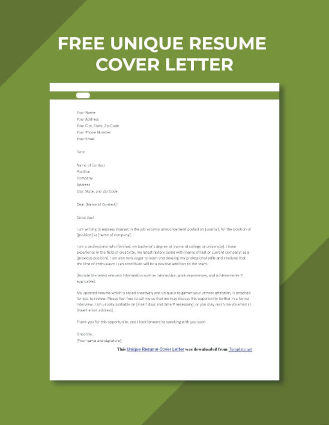 Unique Resume Cover Letter - Etsy