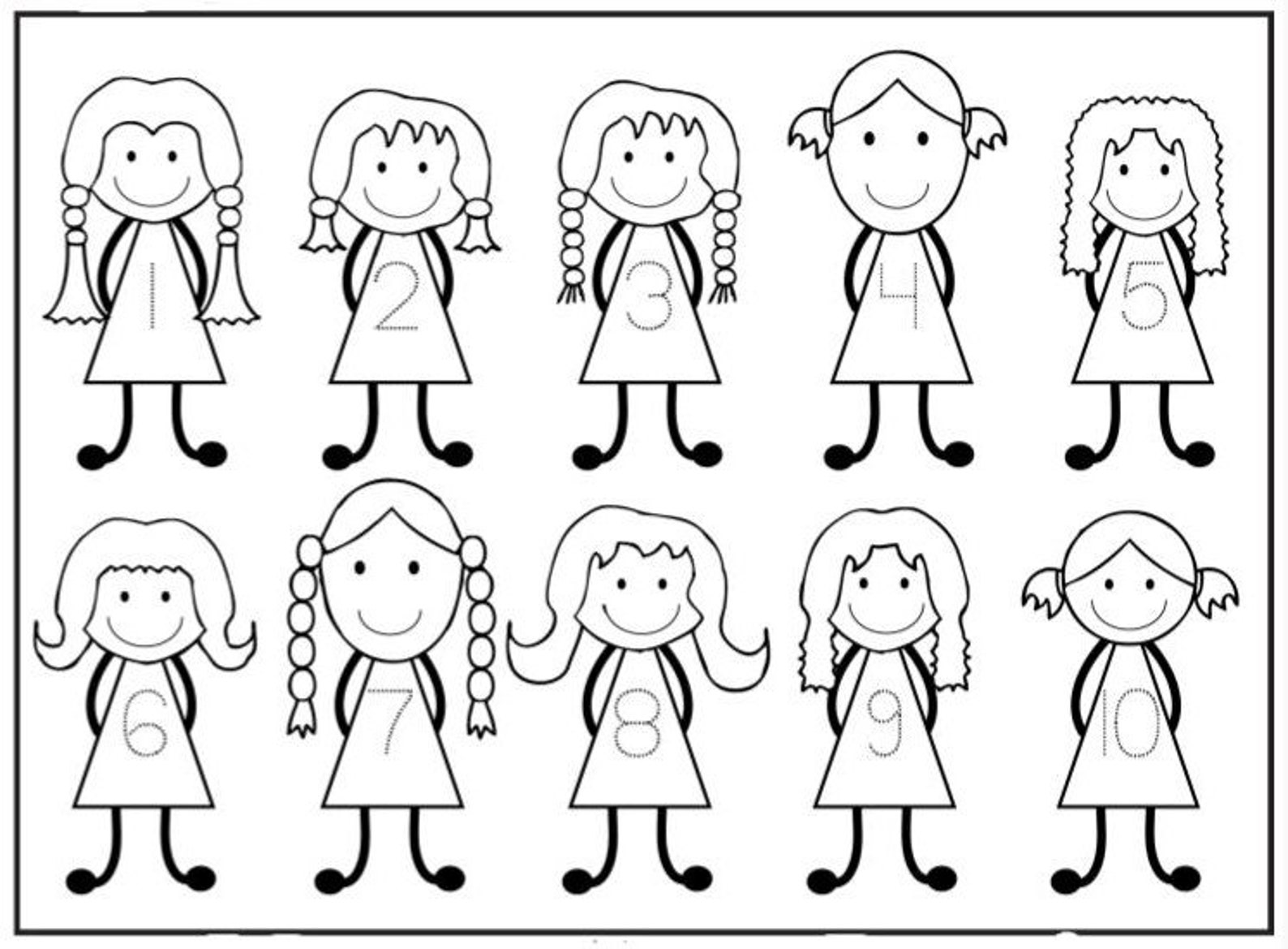 Tracing Number 1 10 Digital Worksheets For Instant Download Etsy