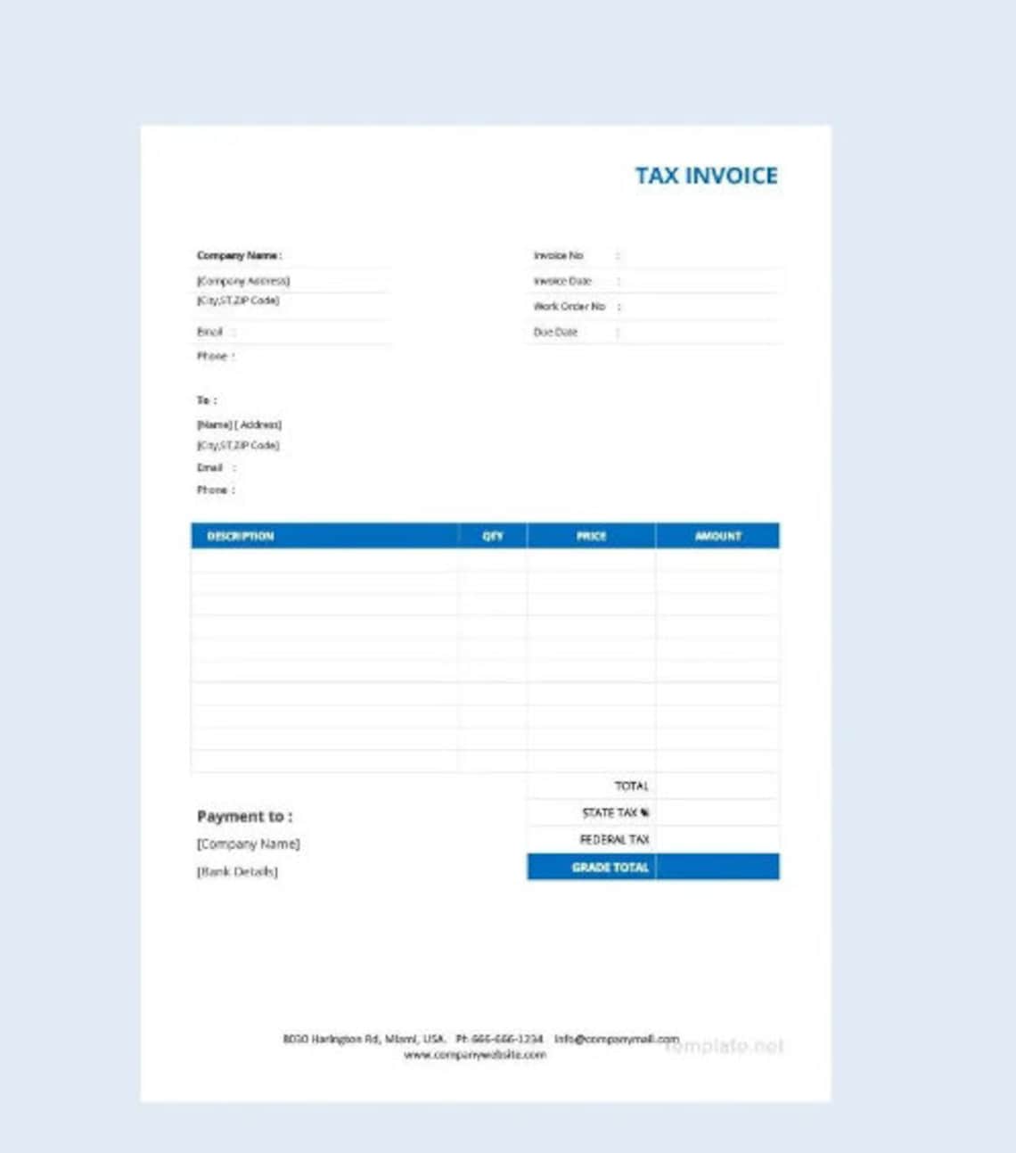 Basic Tax Invoice Template - Etsy