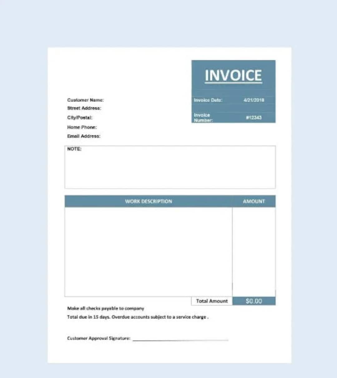 Basic Service Invoice Template - Etsy