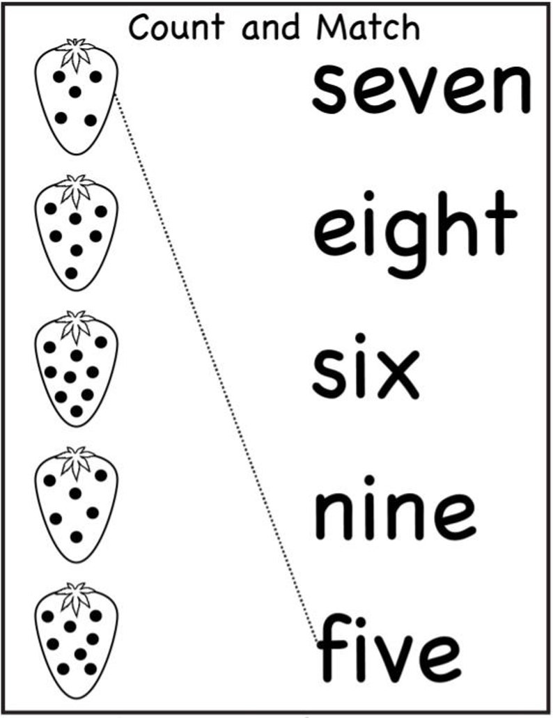 Numbers - Count and Match Activity Worksheets, Preschool-kindergarten ...