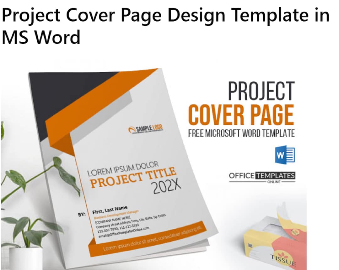 Project Cover Page Design Template in MS Word - Etsy