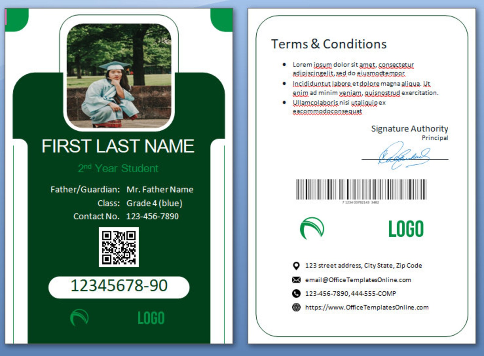 University Student ID Card Format In MS Word Etsy