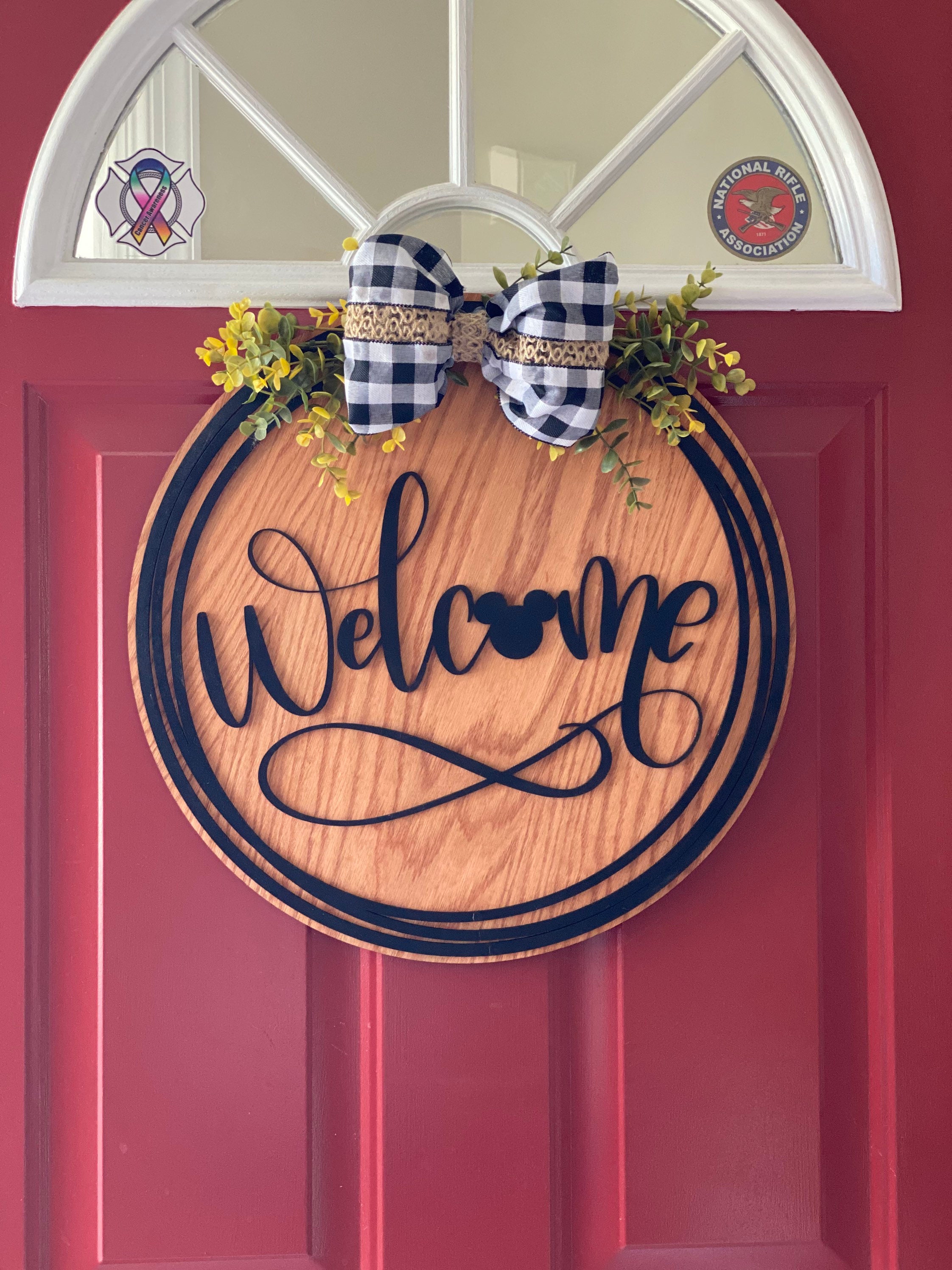 Welcome Sign With Hint of Mickey Door Hanger Wall Sign - Etsy