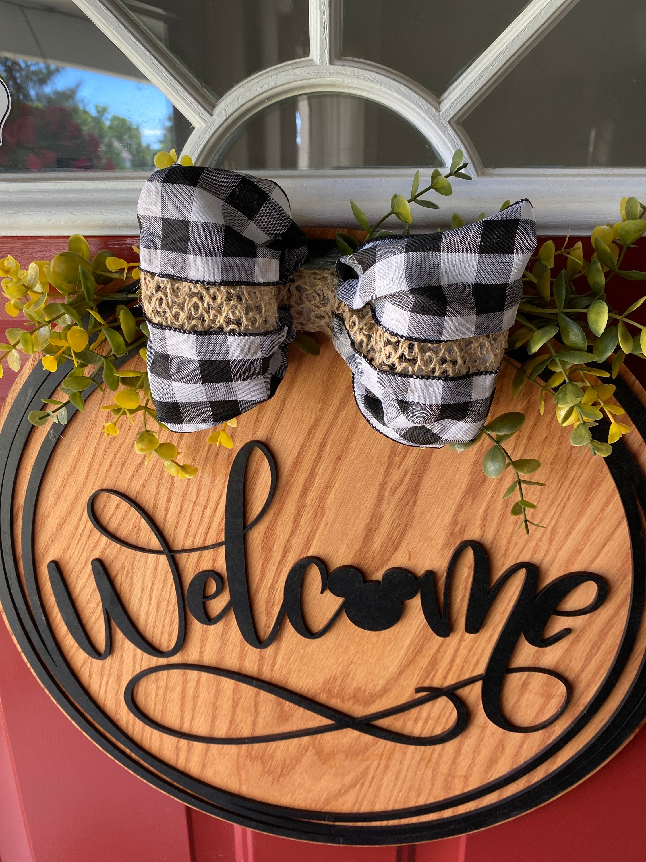 Welcome Sign With Hint of Mickey Door Hanger Wall Sign - Etsy