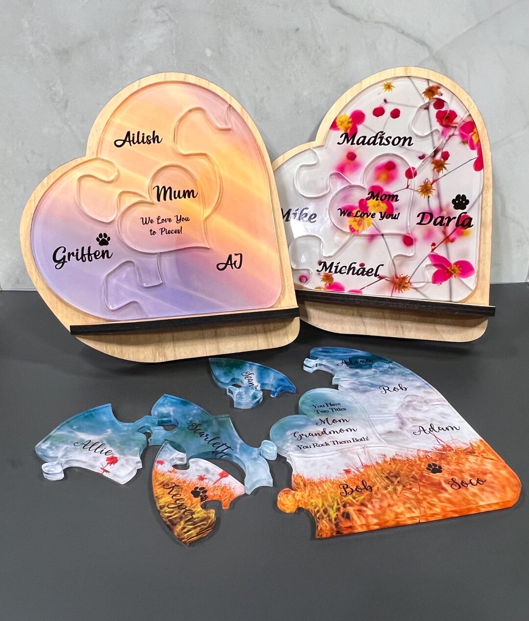 Personalized Family Heart Puzzle: Custom Wooden Keepsake Gift - Etsy