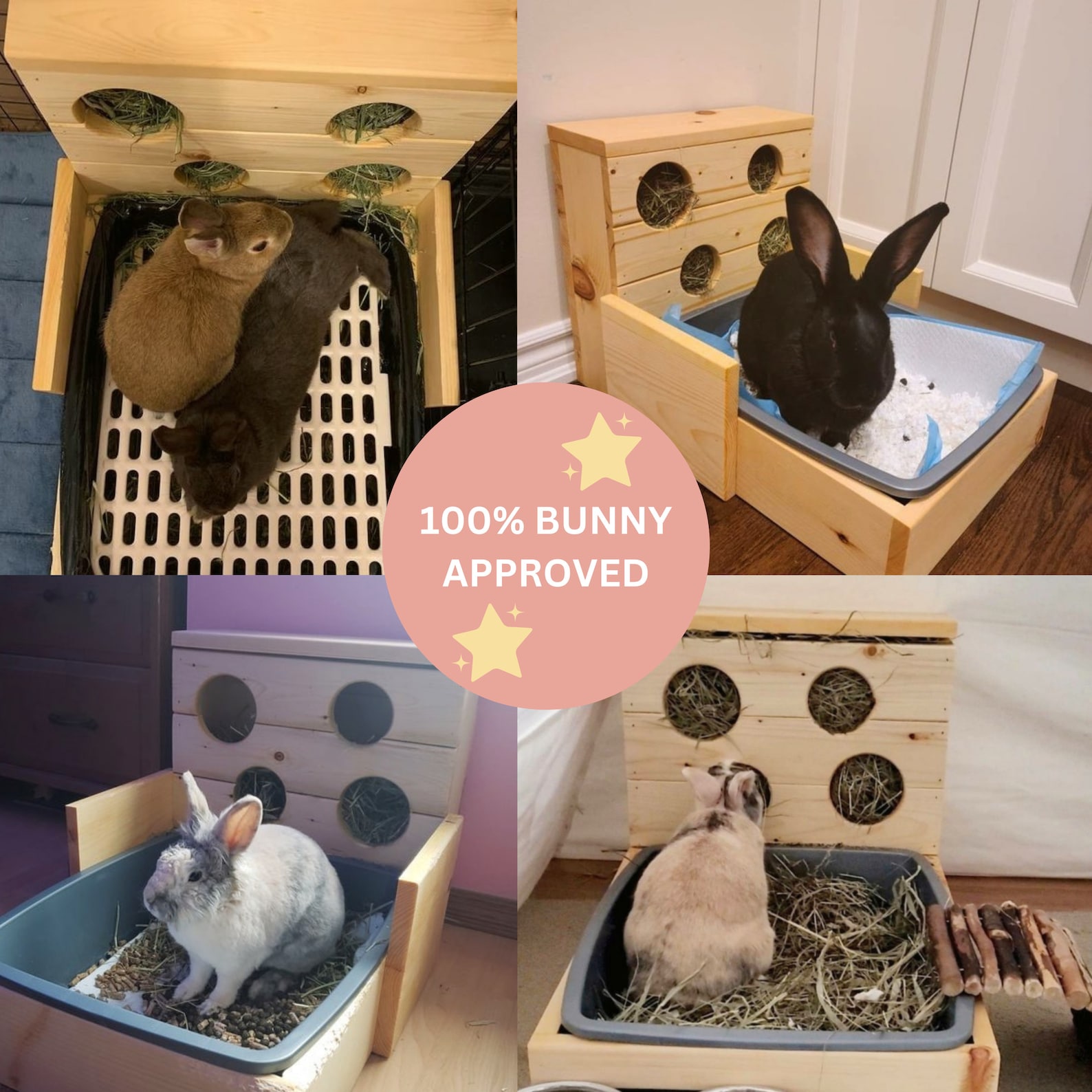 Rabbit Hay Feeder With Litter Box Litter Pan & Hay Feeding - Etsy