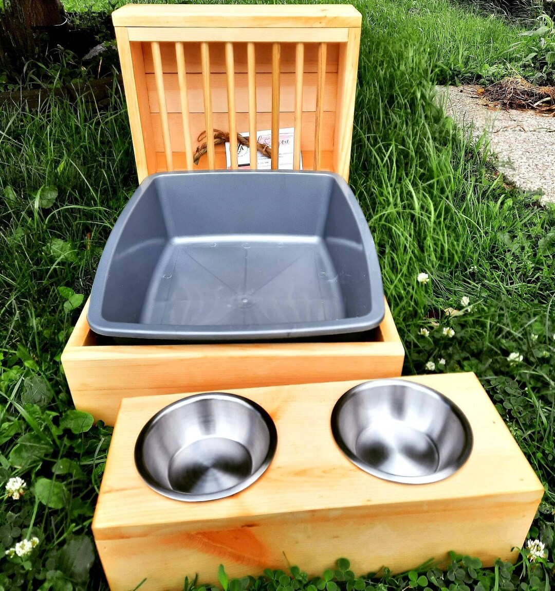 Rabbit Hay Feeder, Dowel Hay Rack, Bunny Hay Feeder With Litter Box ...