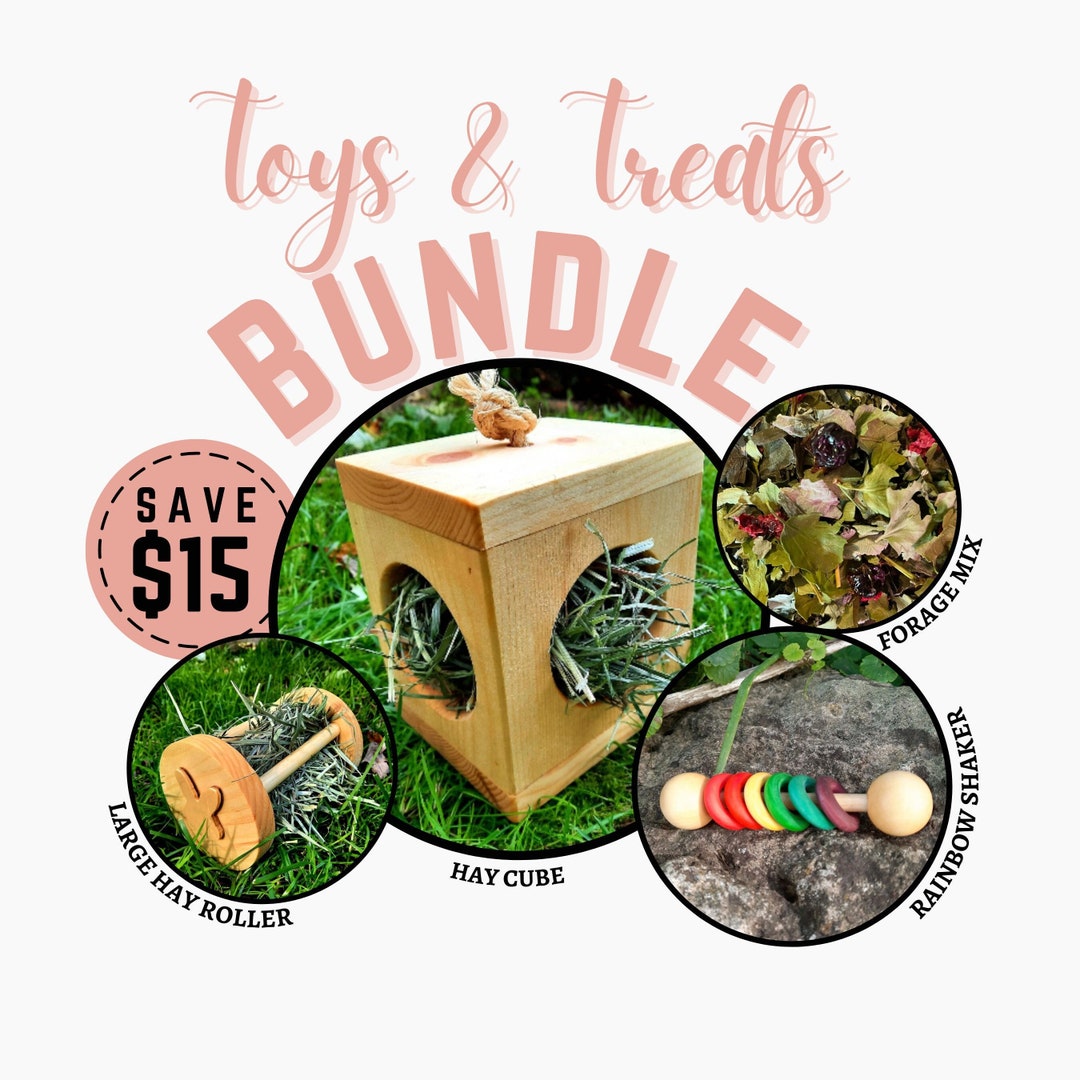 Rabbit Toys & Treats Bundle, Organic Local Forage Mixes, Hay Topper ...