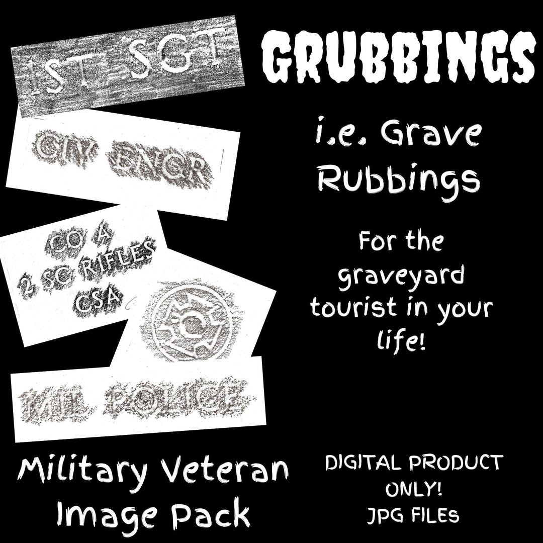 Military Grave Rubbings. Packet 1. 5 Pack of Images. Marines, Army, Air ...