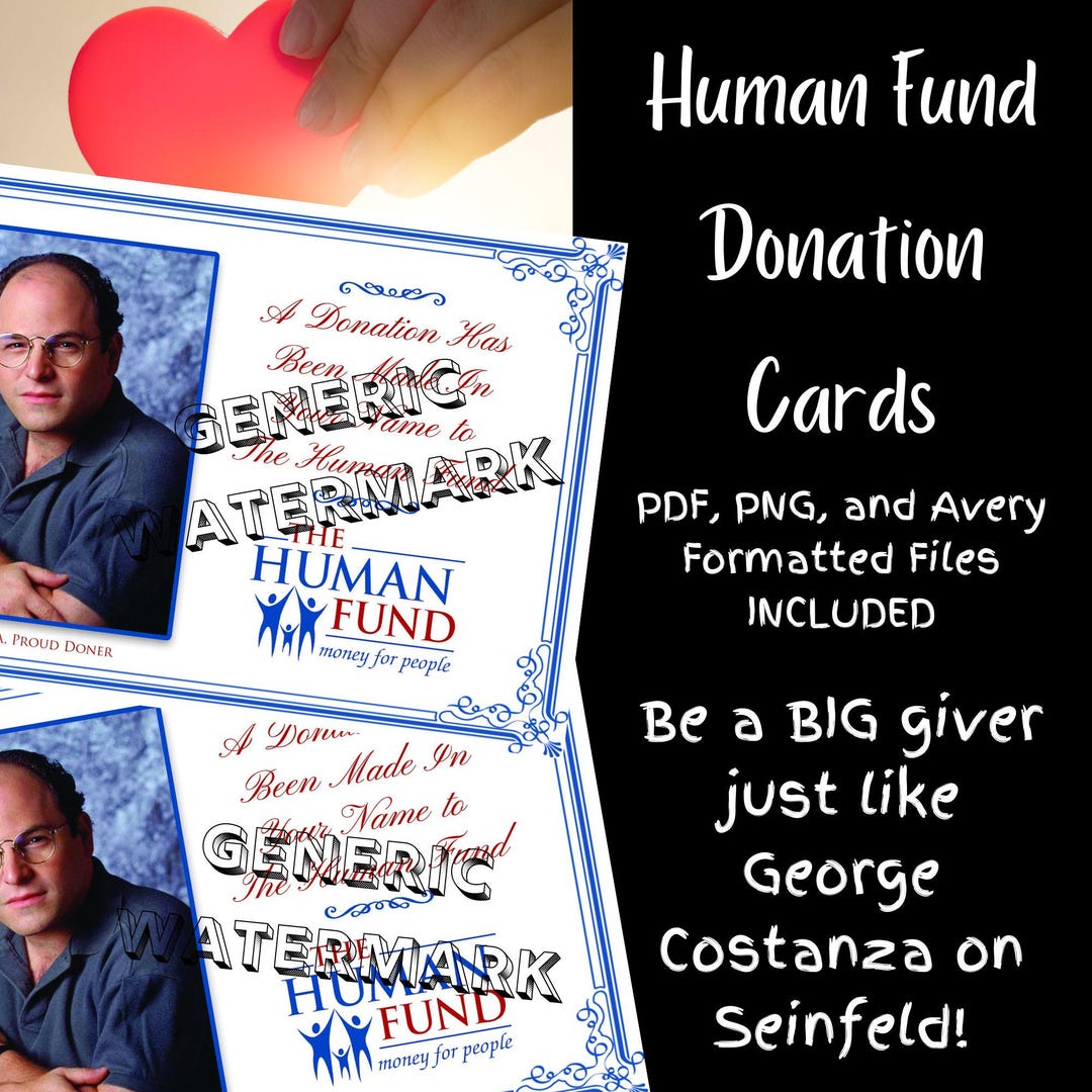 Human Fund Donation Cards. Print Your Own Postcards to Show People You ...
