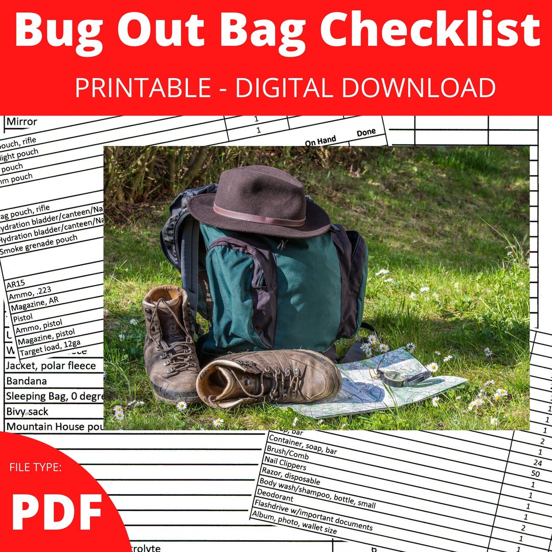 Bug Out Bag Checklist - Etsy