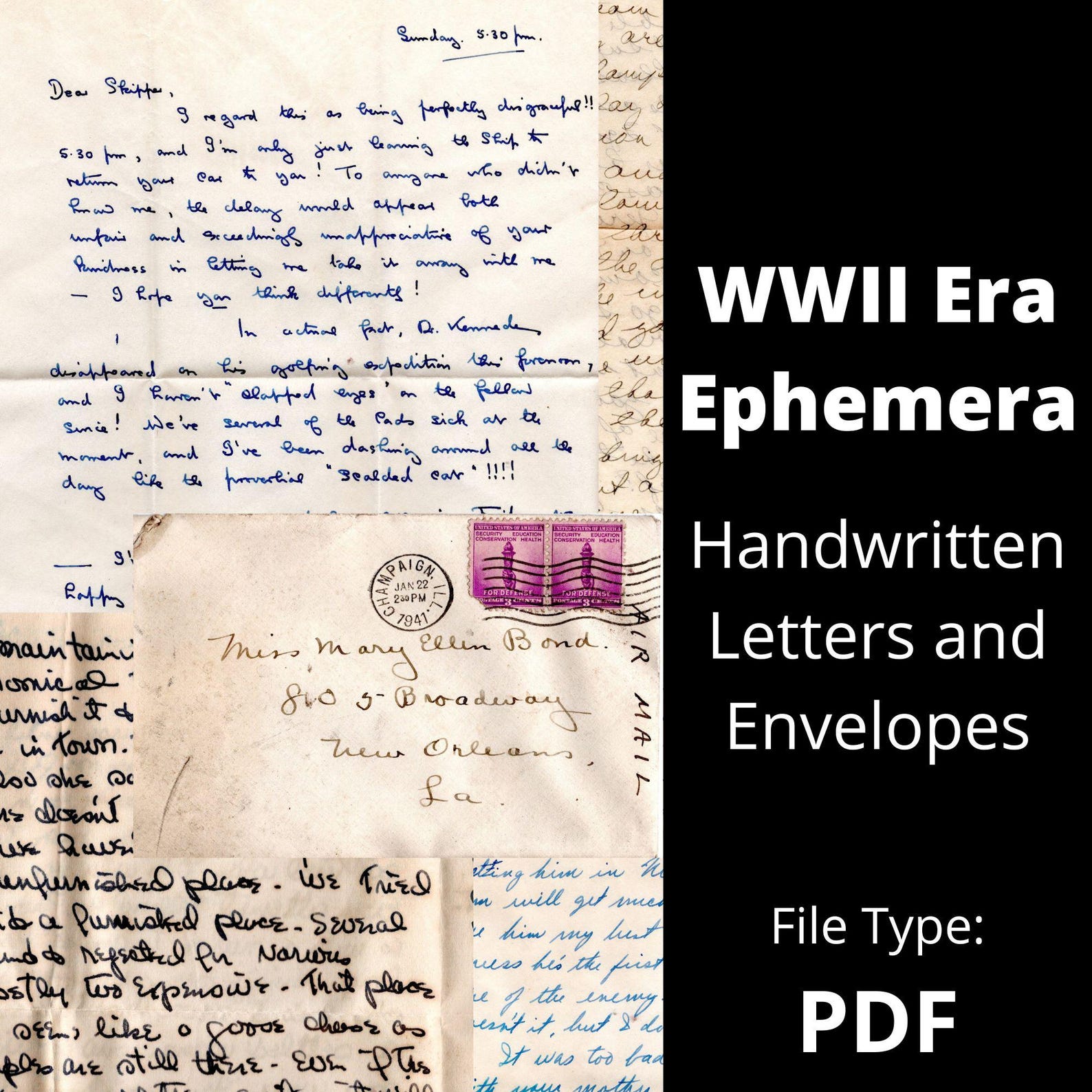 World War II Ephemera- Handwritten Letter and Envelope Images. 1940’s ...