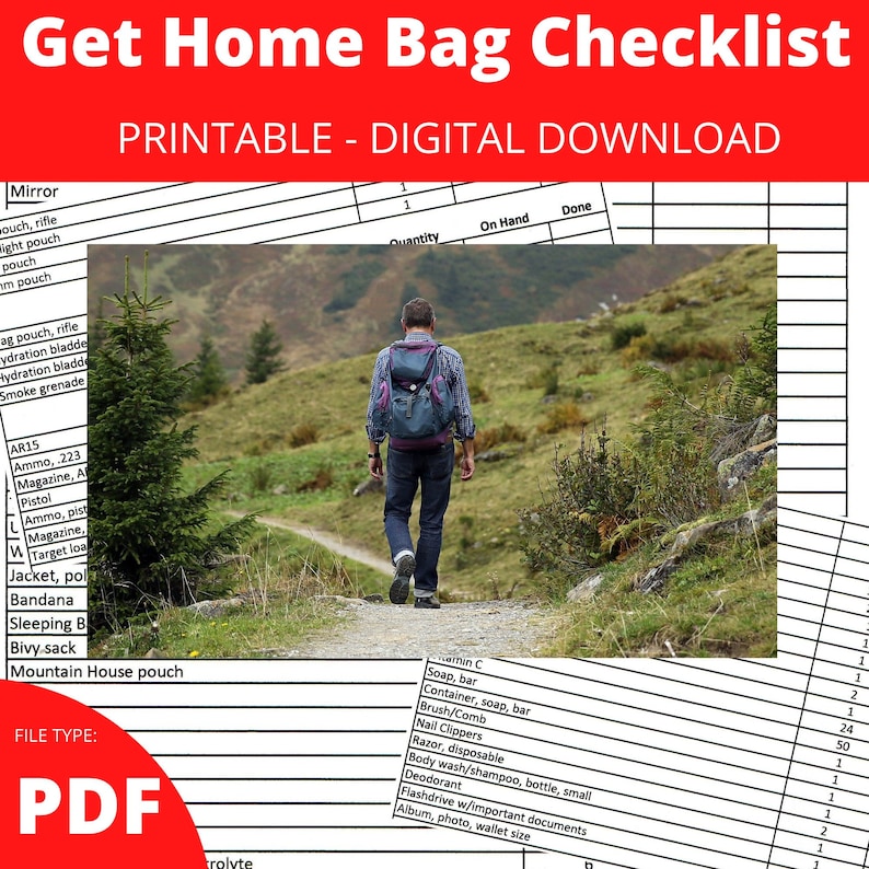 Get Home Bag Checklist - Etsy