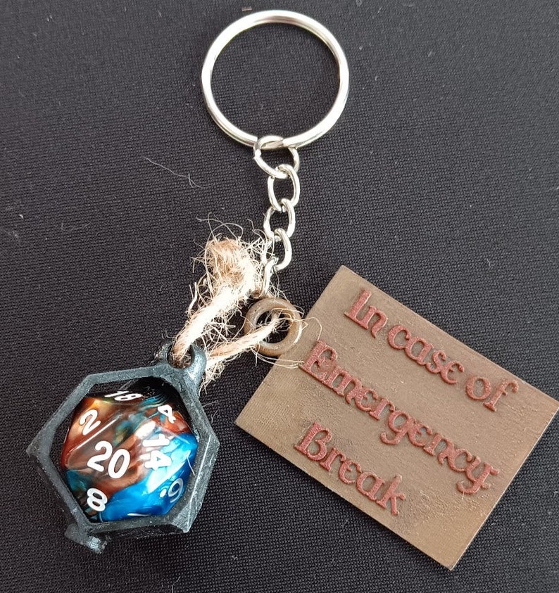 D20 Cage in Case of Emergency Key Chain - Etsy