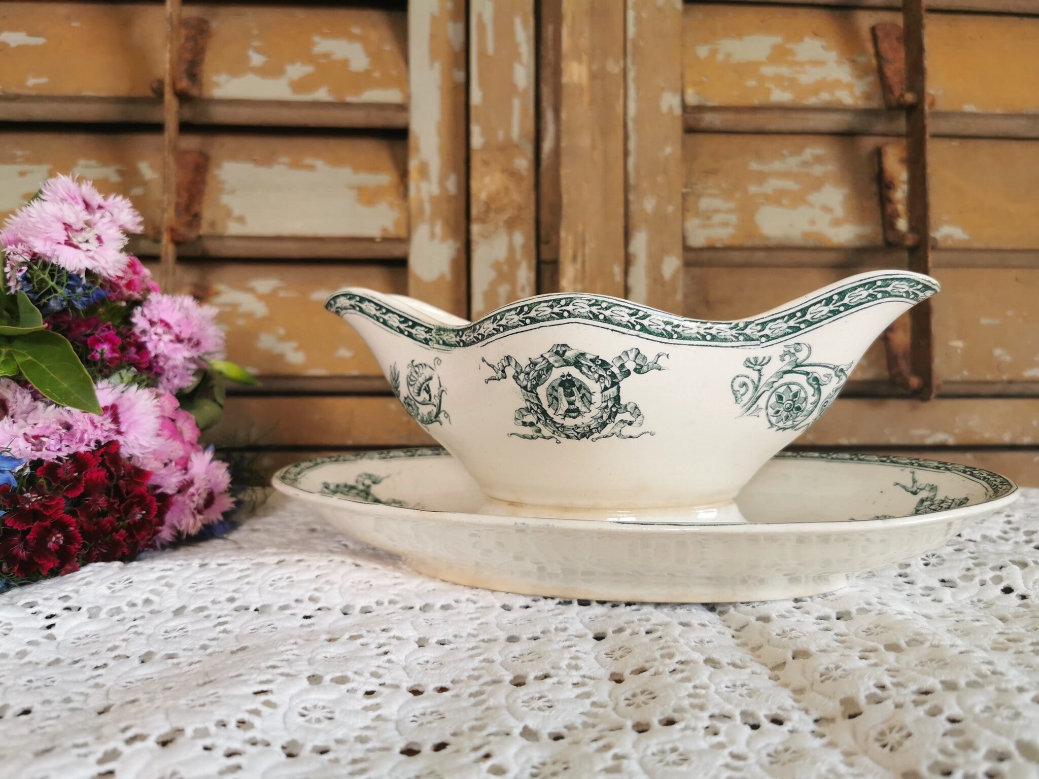 1800s Green Transferware French Longwy Talma Saucepan /Gravy - Etsy France