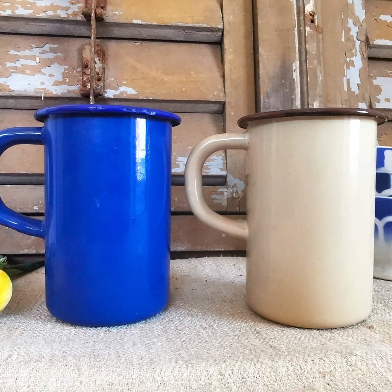 Vintage Enamel Mugs - Etsy