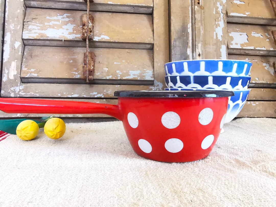 Enamel Pot / Red Enamel Pot / 13 Cm Diameter / Kettle / Kettle / Jug ...