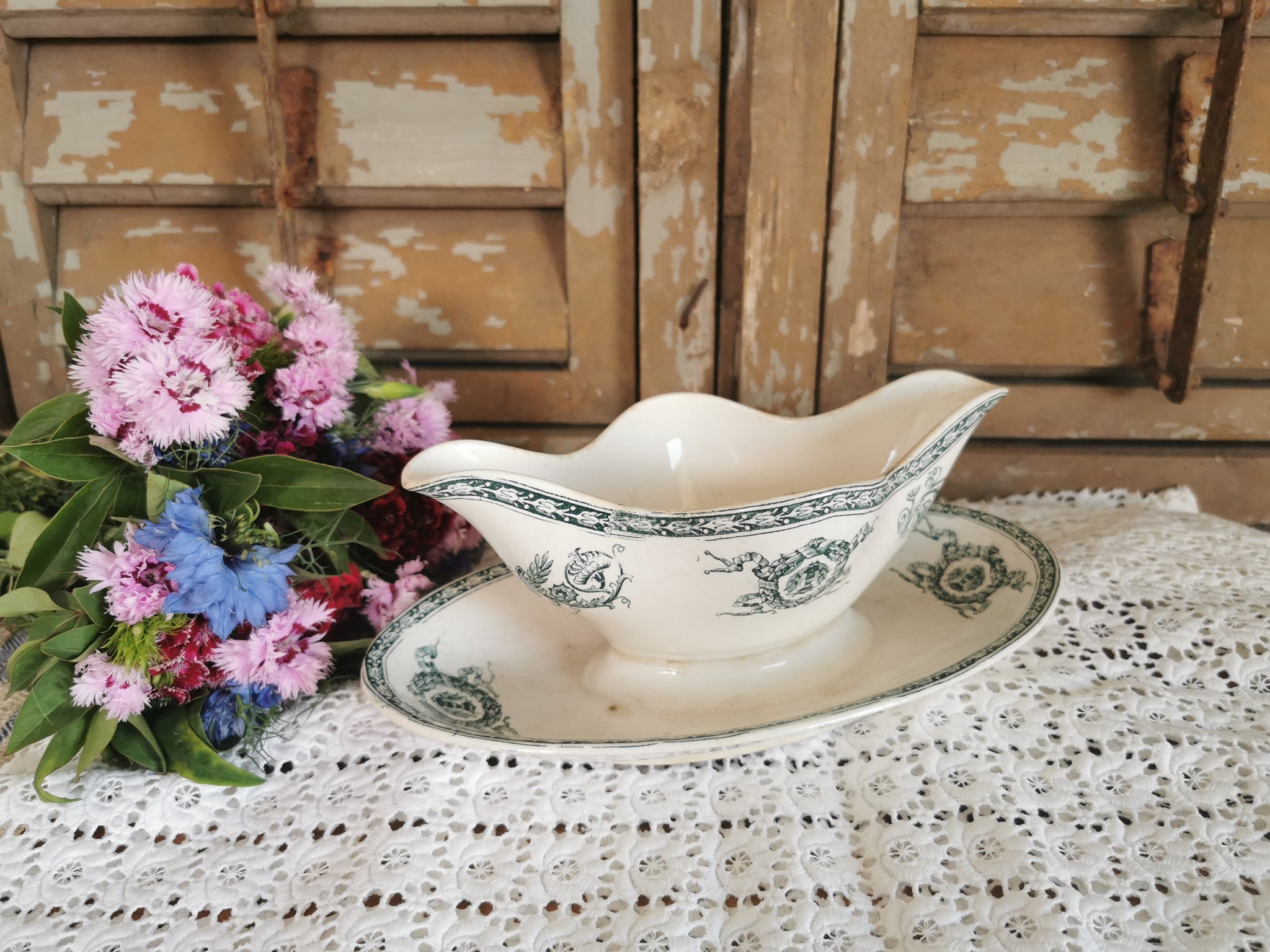 1800s Green Transferware French Longwy Talma Saucepan /Gravy - Etsy France