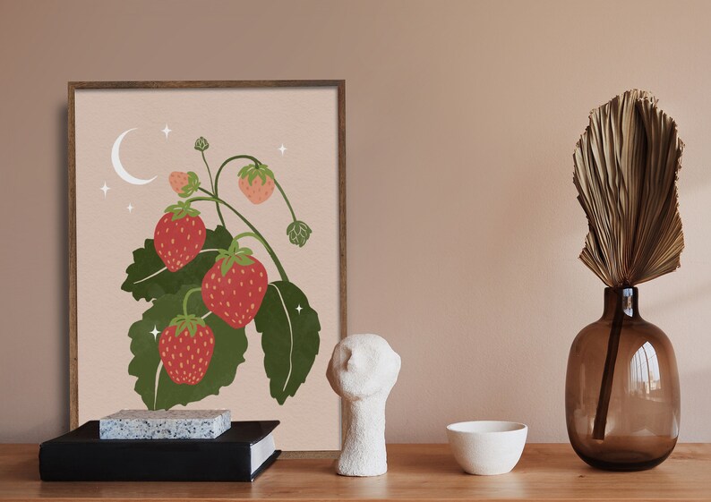 Vintage Strawberry Wall Art Berry Art Fruit Art Print Boho - Etsy