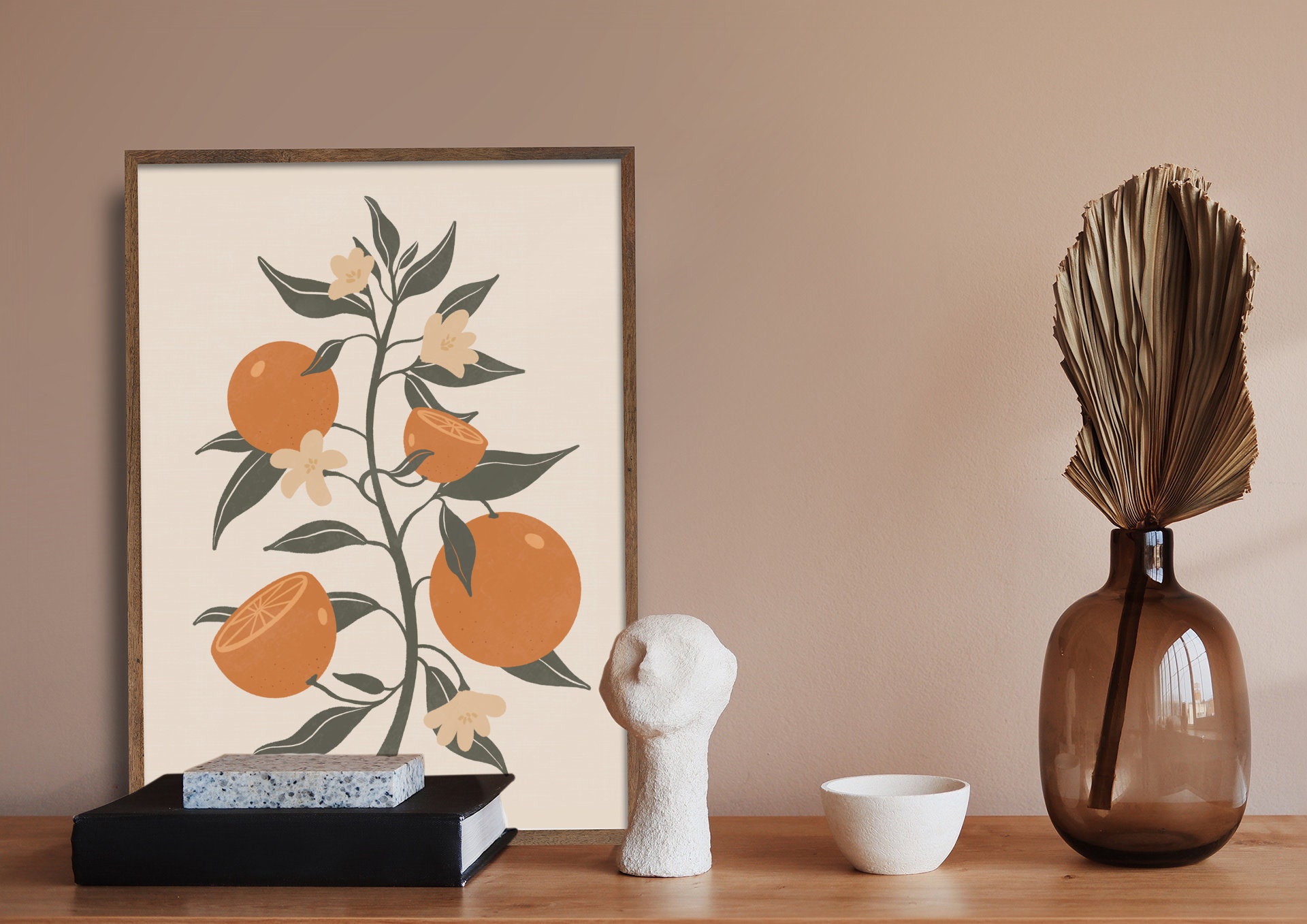 Vintage Clementine Wall Art, Orange Fruit Illustration, Mid Century ...