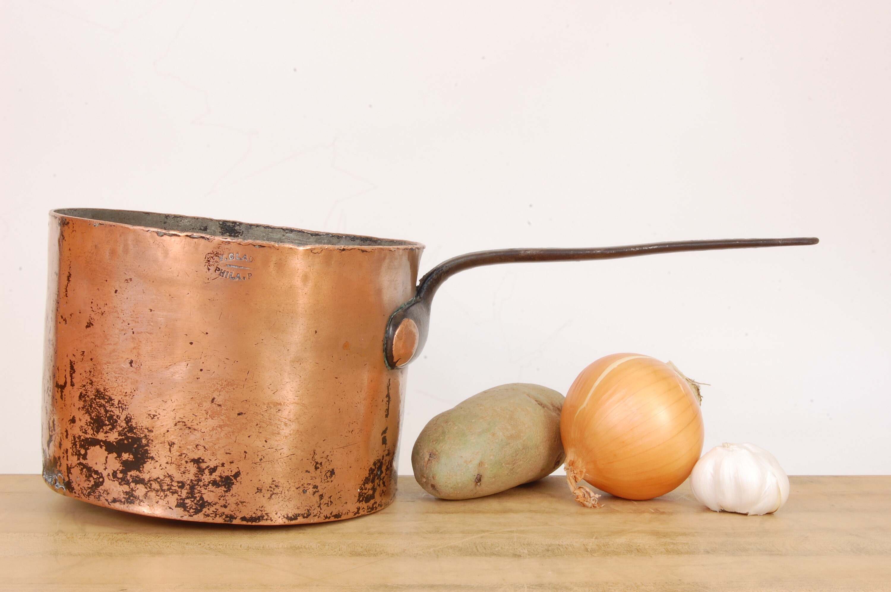 HISTORIC Philadelphia 8-3/8 V. Clad Copper Sauce Pan, As Found. 2.0-2 ...