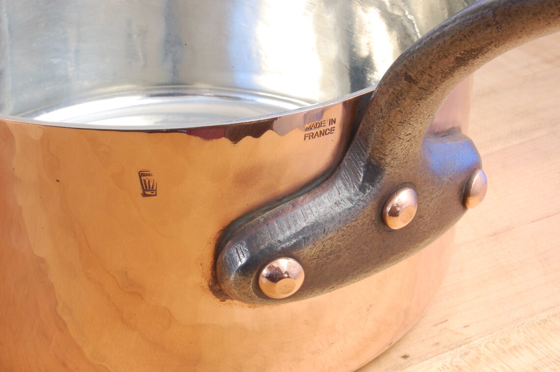 8 Matfer Stamped Vintage French Copper Saucepan With Hammered Finish ...