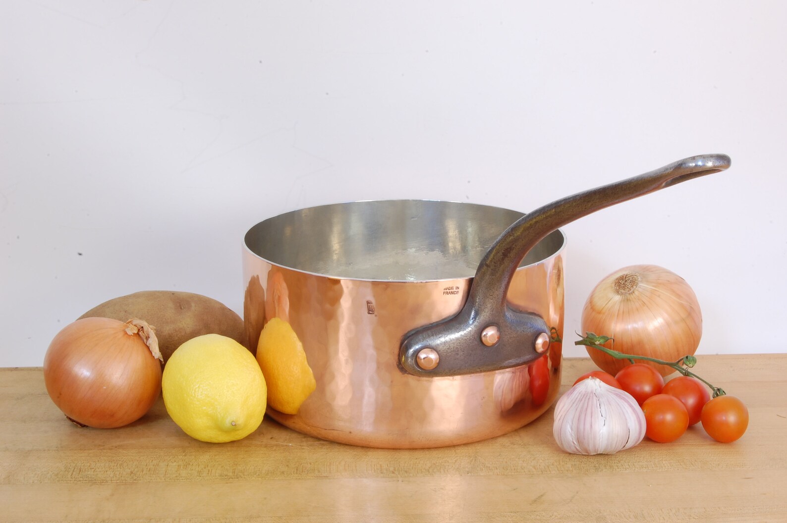 8 Matfer Stamped Vintage French Copper Saucepan With Hammered Finish ...