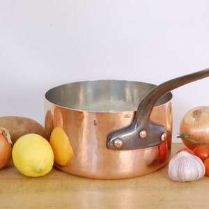 8 Matfer Stamped Vintage French Copper Saucepan With Hammered Finish ...
