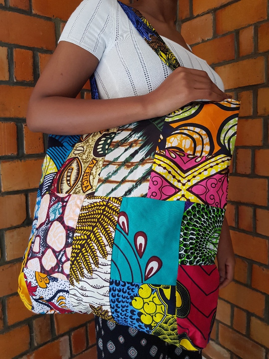 African Print Tote Bag, Patchwork Design, Ankara/kitenge, Tribal, Boho ...