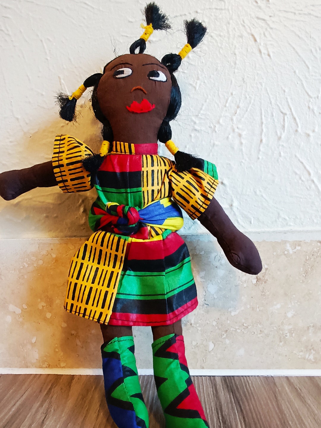 African Ankara Kitenge Print Dolls, Brown Skinned Doll, Hand Made in ...
