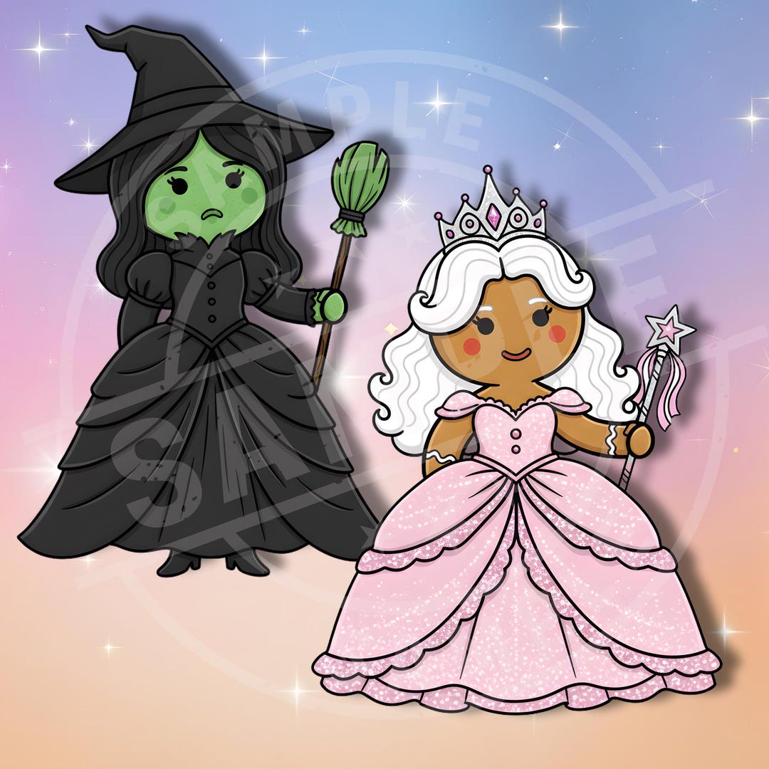 Wicked Gingerbread PNG, Elphaba and Glinda, Witchy Christmas (digital ...