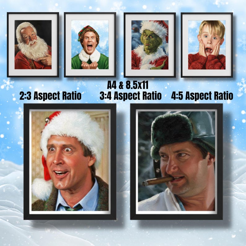 Christmas Movie Character Art Prints | Elf, Home Alone, Cousin Eddie ...